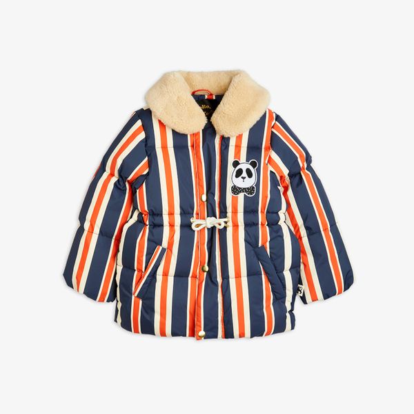 Panda Kids Faux Fur Puffer Jacket Navy | Mini Rodini