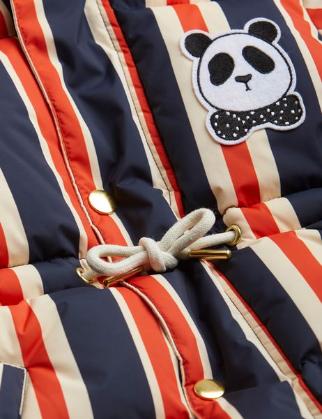 Panda Kids Faux Fur Puffer Jacket Navy | Mini Rodini