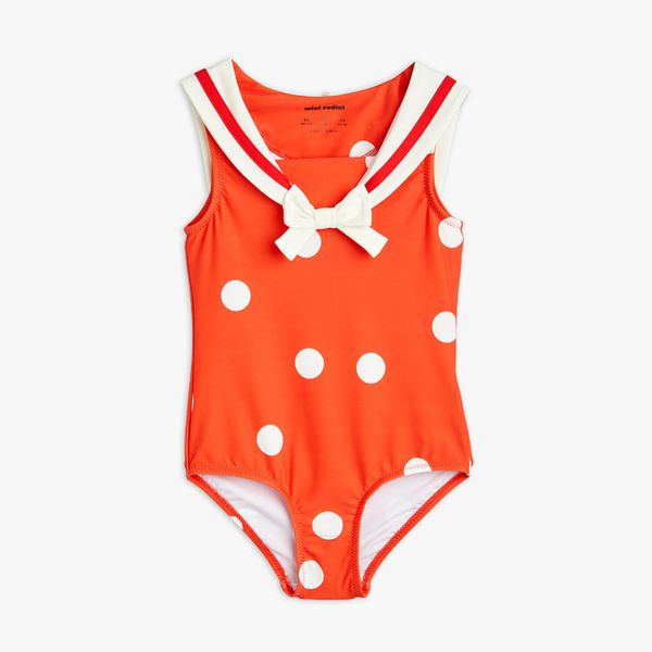 Polka Dots Sailor Swimsuit Red Mini Rodini